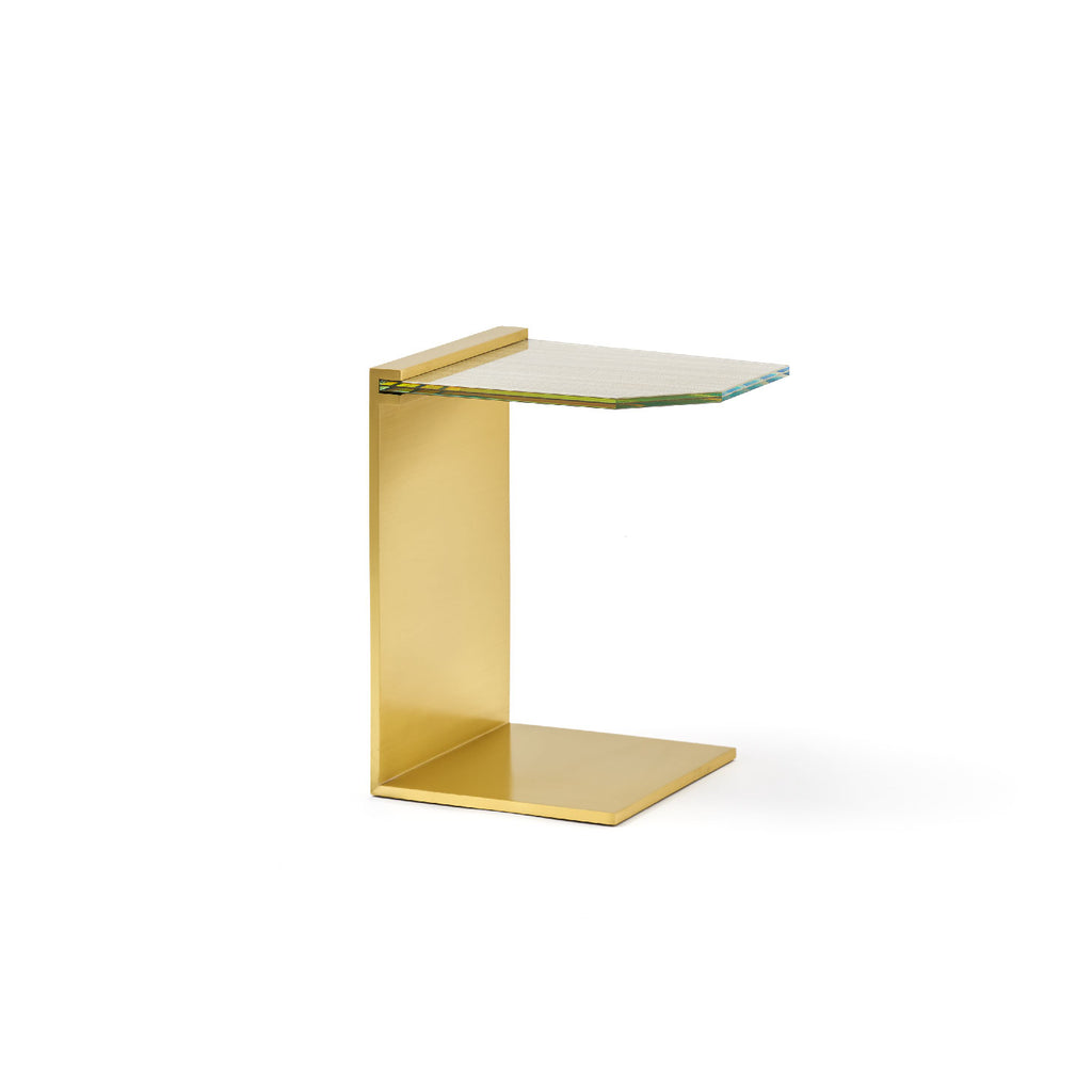 FLOAT C TABLE with Sophie Mallebranche® Woven Metal Glass Top – Rottet Collection